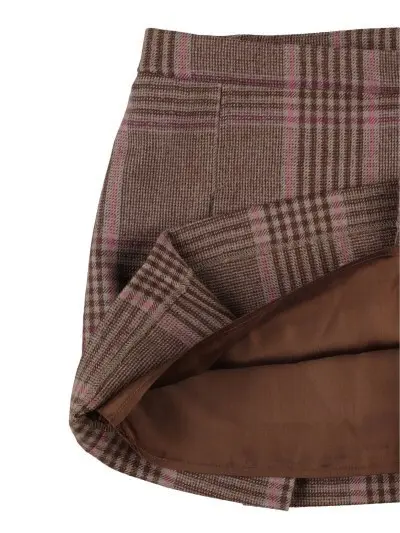 Bonpoint Logo Wool Skirt With Checked Print