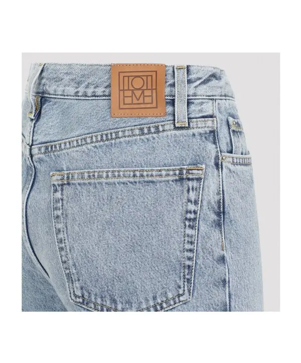 TOTEME Logo-patch Straight Leg Jeans - Light Blue