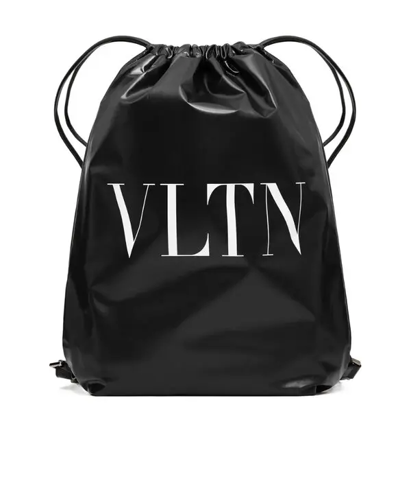 Valentino Garavani Vltn Logo Print Drawstring Backpack - Black