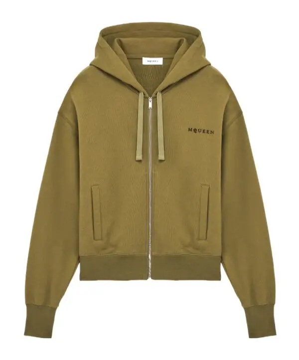 Alexander McQueen Logo Embroidered Zip-up Hoodie