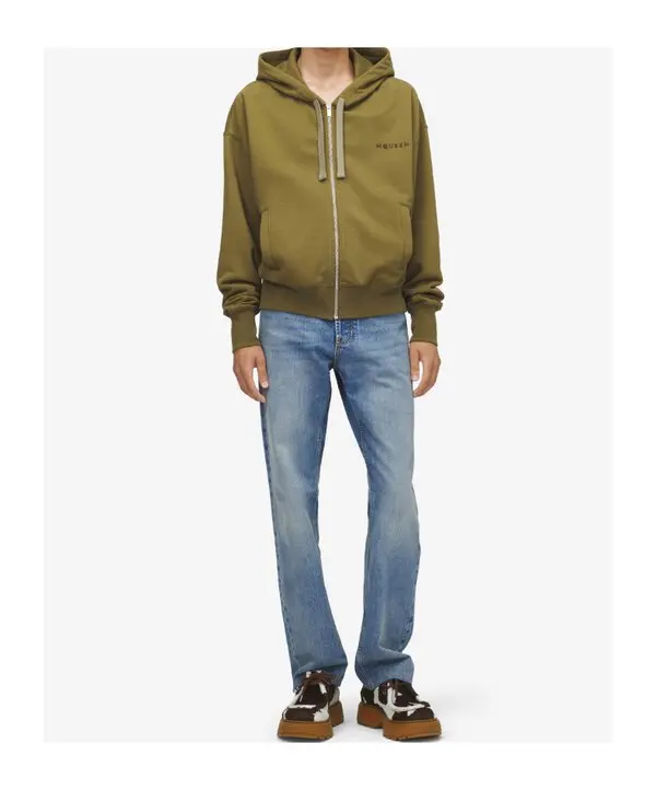 Alexander McQueen Logo Embroidered Zip-up Hoodie