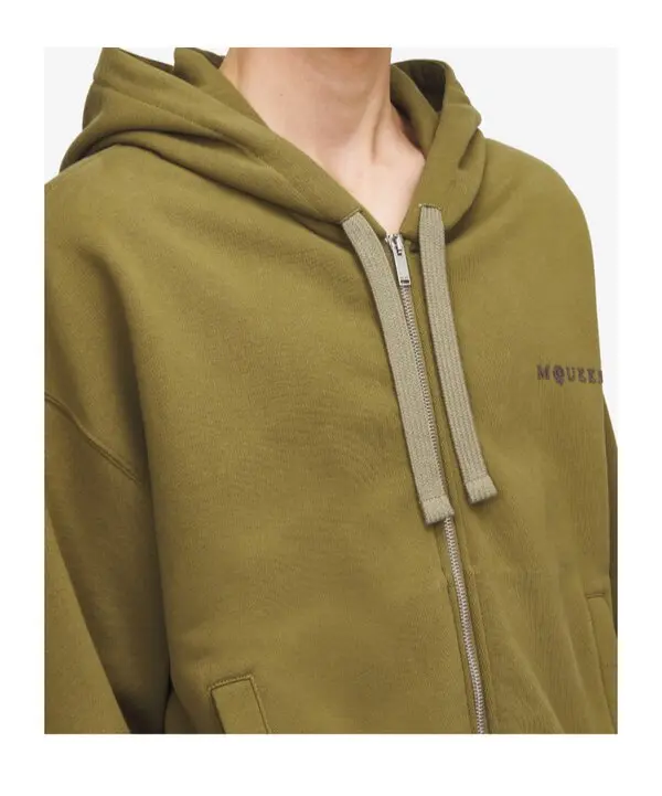 Alexander McQueen Logo Embroidered Zip-up Hoodie