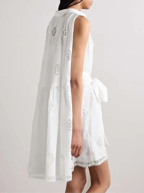 Erdem Sleeveless Embroidered Dress With Belt And Cape Effect