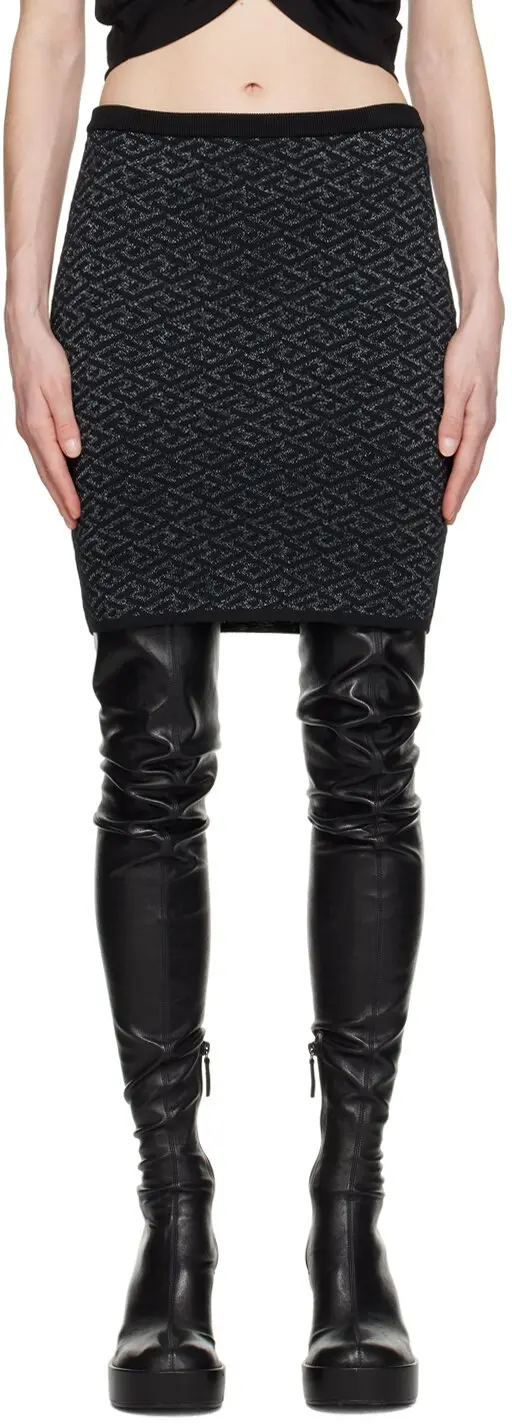 Versace Monogram Jacquard Knit Mini Skirt