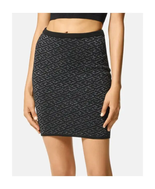 Versace Monogram Jacquard Knit Mini Skirt