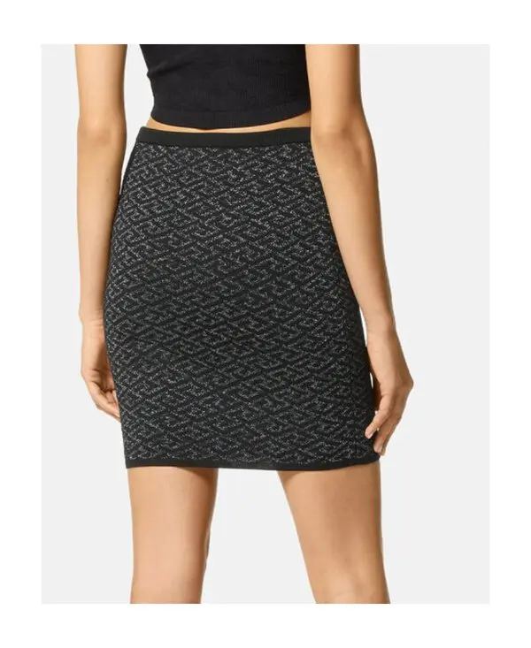 Versace Monogram Jacquard Knit Mini Skirt