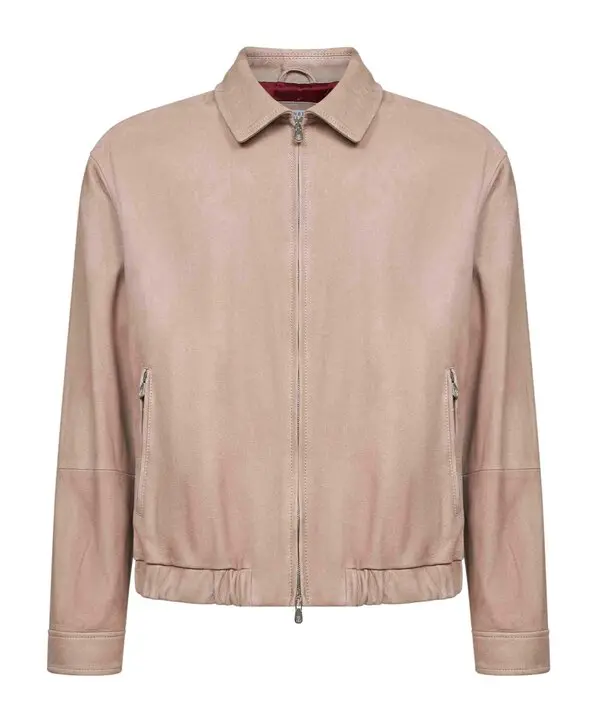 Brunello Cucinelli Zip-up Suede Jacket - Beige