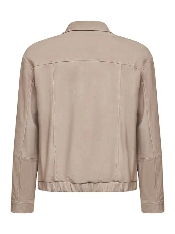 Brunello Cucinelli Zip-up Suede Jacket - Beige