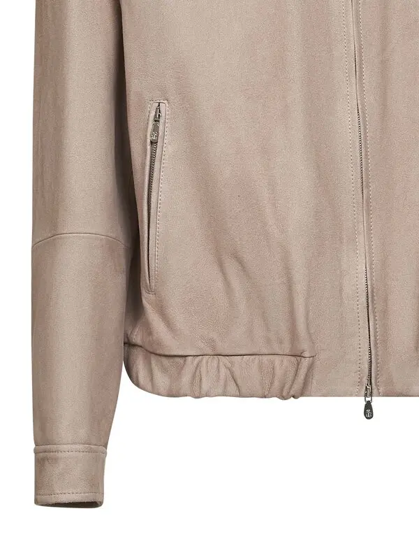 Brunello Cucinelli Zip-up Suede Jacket - Beige