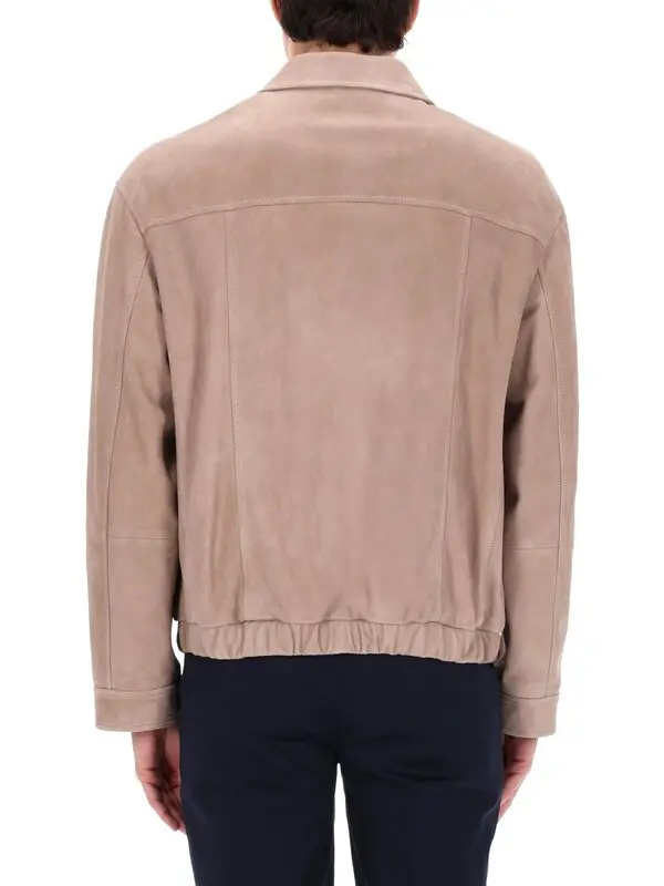 Brunello Cucinelli Zip-up Suede Jacket - Beige