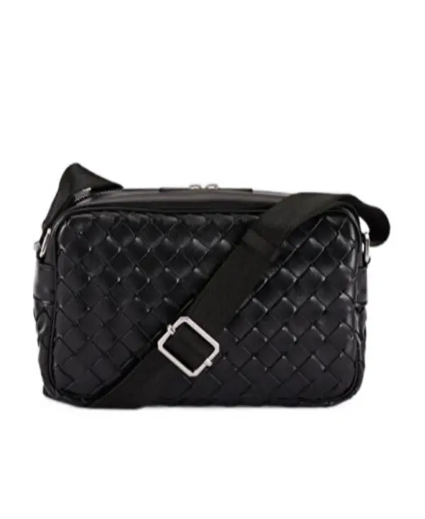 Bottega Veneta Intrecciato Leather Shoulder Bag - Black