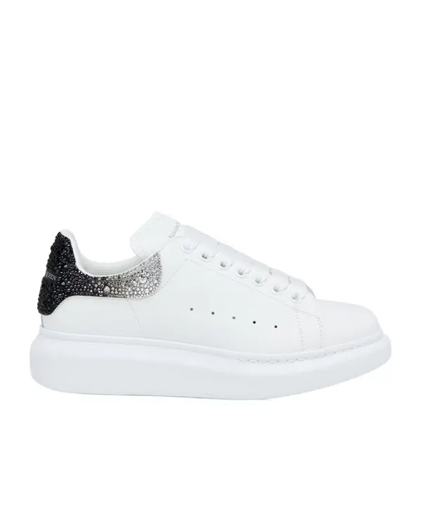 Alexander McQueen Oversized Lace-up Sneakers With Crystal Embellishments - White/grey