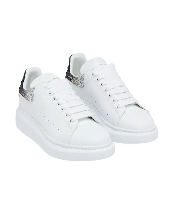 Alexander McQueen Oversized Lace-up Sneakers With Crystal Embellishments - White/grey