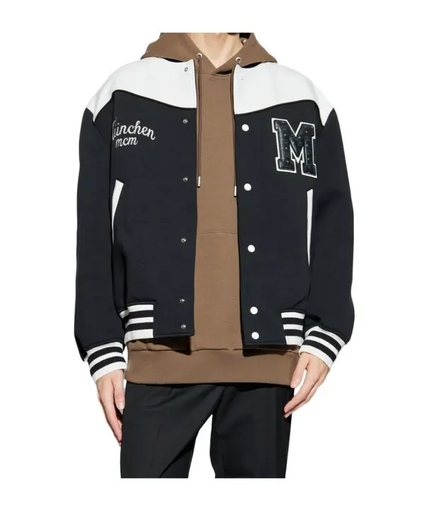 Mcm München Varsity Bomber Jacket - Black