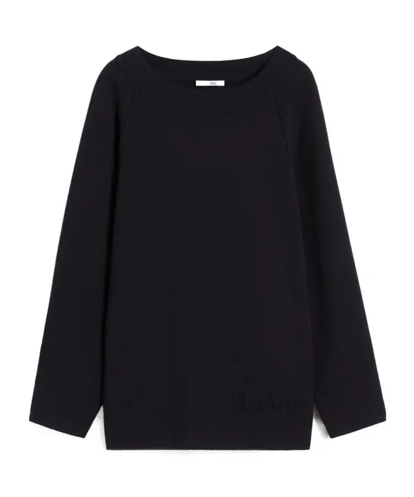 Max Mara Dumbo" Logo Embossed Top - Navy Blue