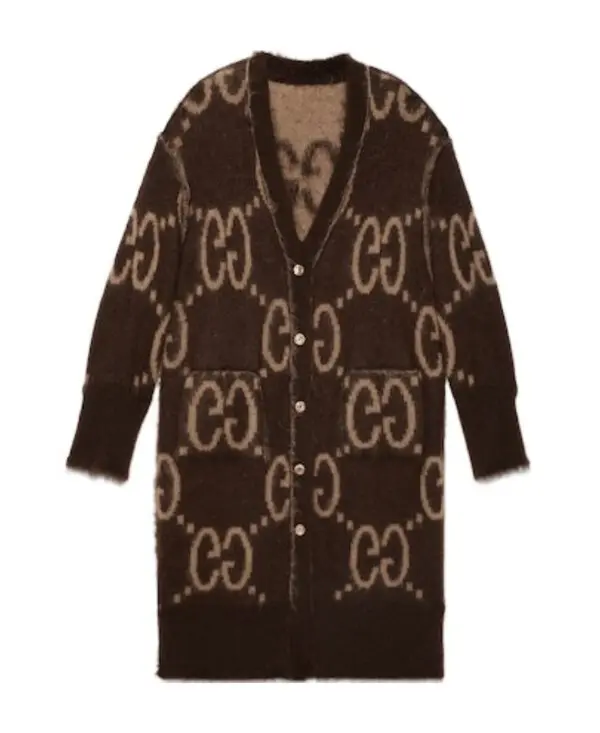Gucci Gg Jacquard Brushed Cardigan Coat