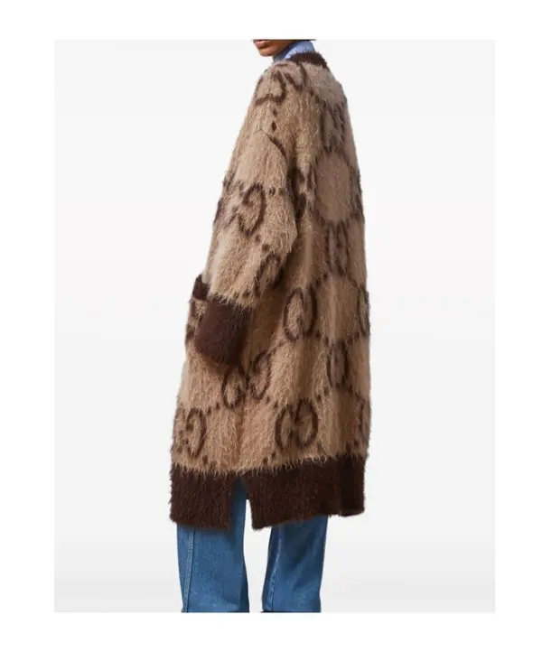 Gucci Gg Jacquard Brushed Cardigan Coat