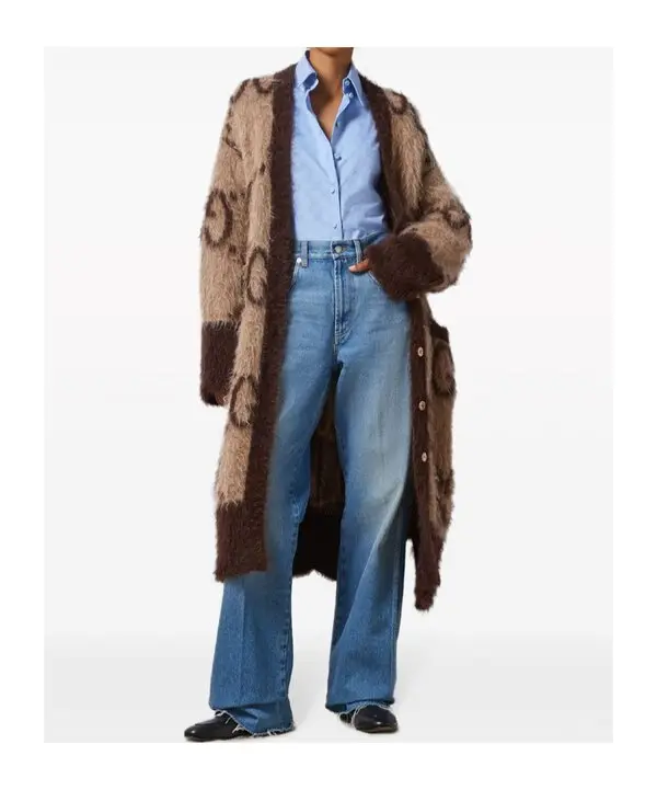 Gucci Gg Jacquard Brushed Cardigan Coat