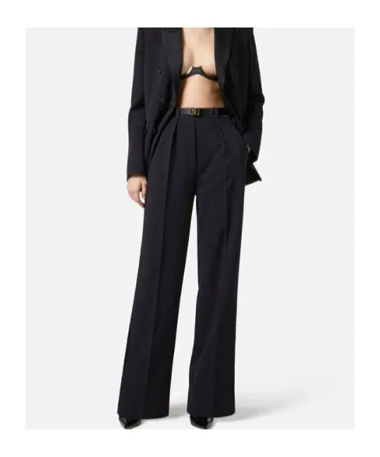 Elisabetta Franchi Tailored Trousers With Button Detail - Black