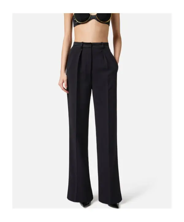 Elisabetta Franchi Tailored Trousers With Button Detail - Black