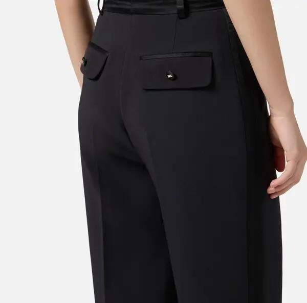 Elisabetta Franchi Tailored Trousers With Button Detail - Black