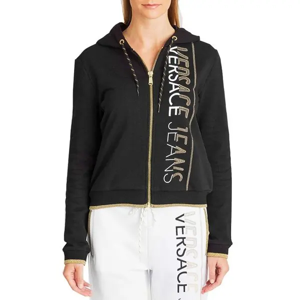 Versace Printed Logo Zip-up Hooded Jacket