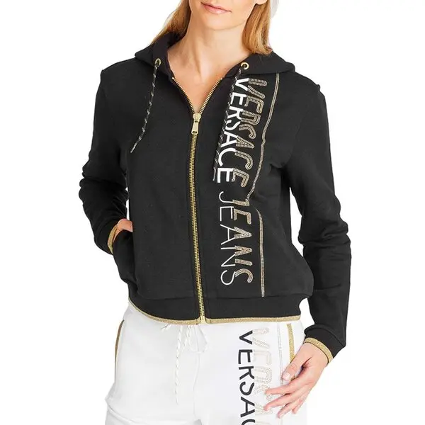 Versace Printed Logo Zip-up Hooded Jacket