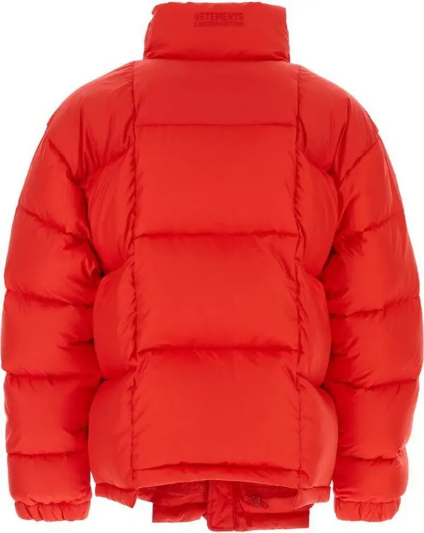 Vetements Long Sleeved High Neck Puffer Jacket - Red