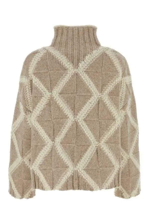 Bottega Veneta Argyle Intarsia Knit High Collar Jumper
