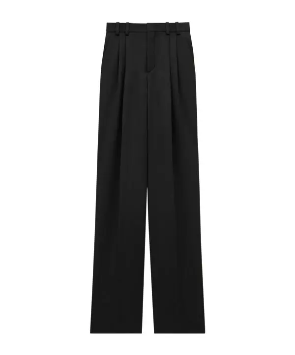 Saint Laurent High Waist Straight Leg Pants - Black
