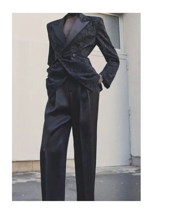 Saint Laurent High Waist Straight Leg Pants - Black