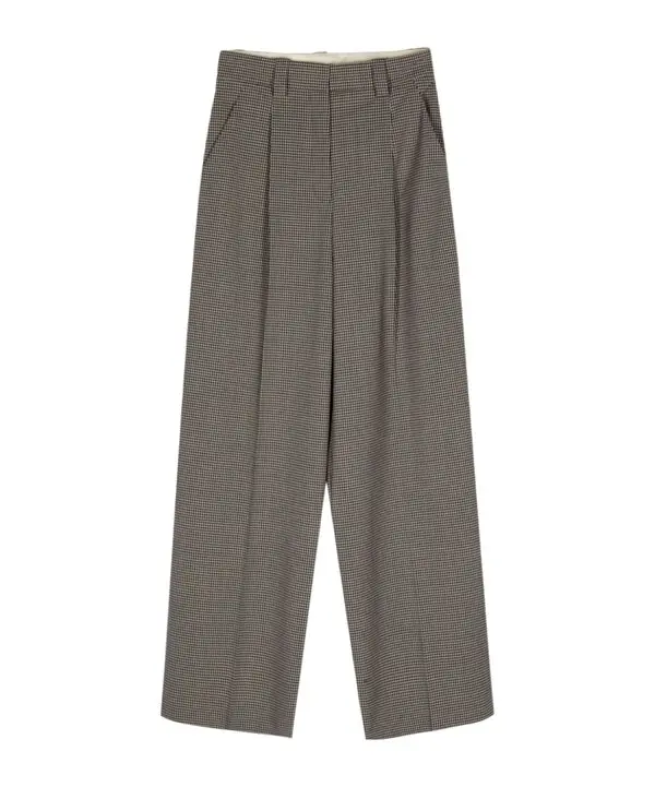 ALYSI Houndstooth Wide-leg Trousers - Gray