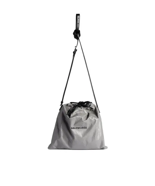 Balenciaga Logo Detailed Drawstring Shoulder Bag - Grey