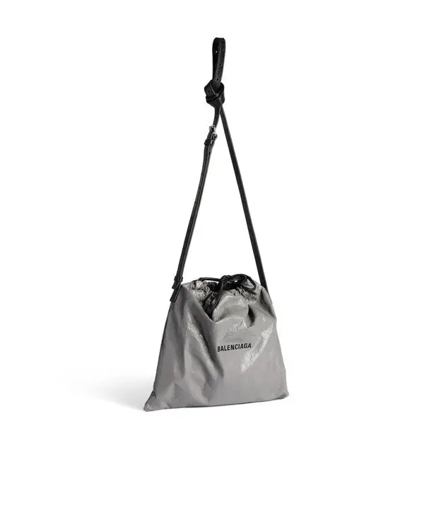 Balenciaga Logo Detailed Drawstring Shoulder Bag - Grey