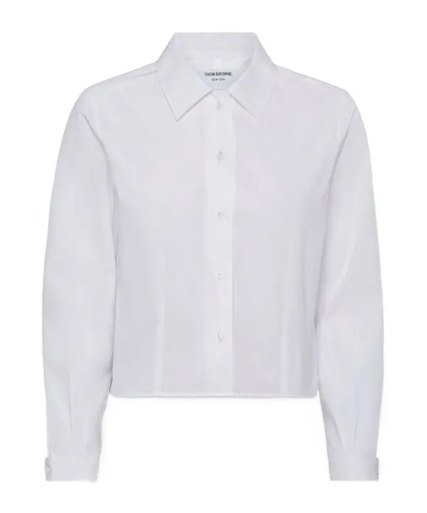 Thom Browne Long Sleeve Cropped Shirt - White