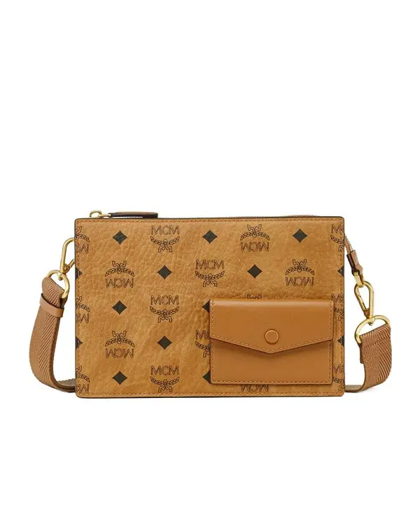 Mcm Aren Standing Cross Body Bag - Cognac