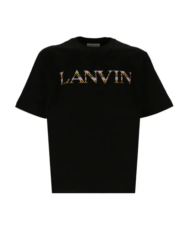 LANVIN Contrast Logo-print Crew-neck T-shirt - Black