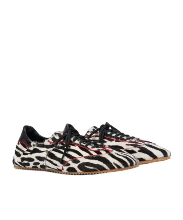 SCAROSSO Riley Printed Lace-up Sneakers - Zebra