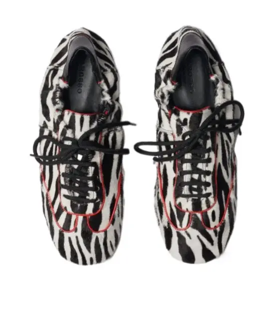 SCAROSSO Riley Printed Lace-up Sneakers - Zebra
