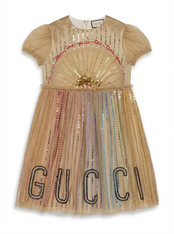 Gucci Embroidered Tulle Dress - Nude