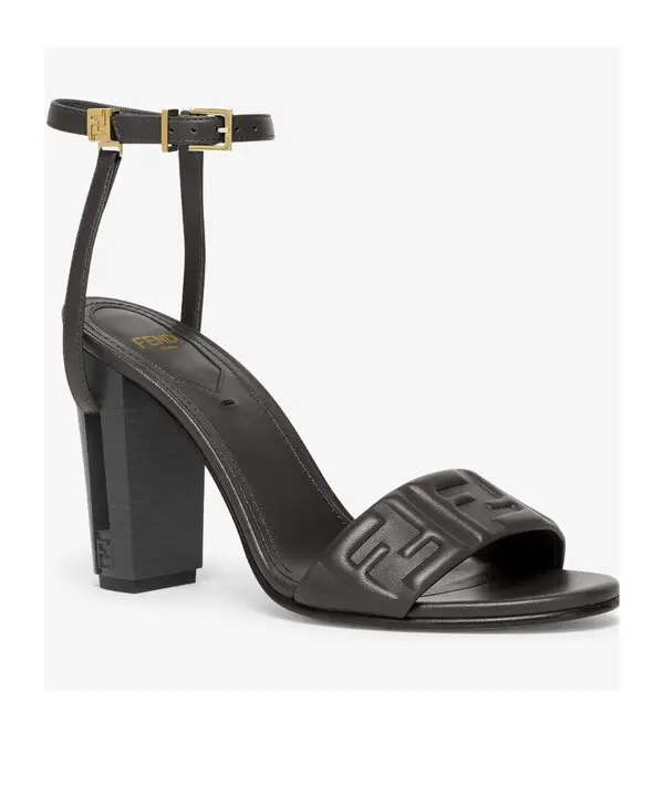 Fendi Embossed Ff Logo Ankle Strap Sandals