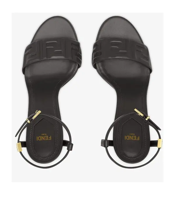 Fendi Embossed Ff Logo Ankle Strap Sandals