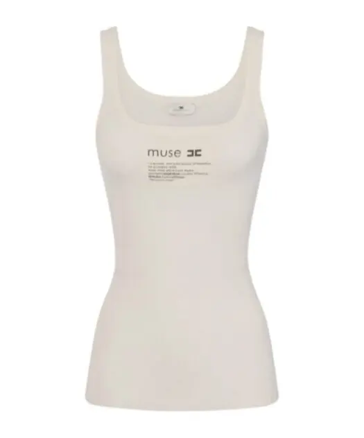 Elisabetta Franchi Ribbed Knit Top With Lettering Detail - White