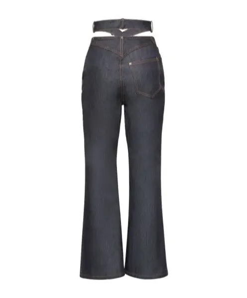 AREA Belt Ring Jeans With Crystal Embellishments
