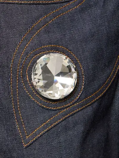 AREA Belt Ring Jeans With Crystal Embellishments
