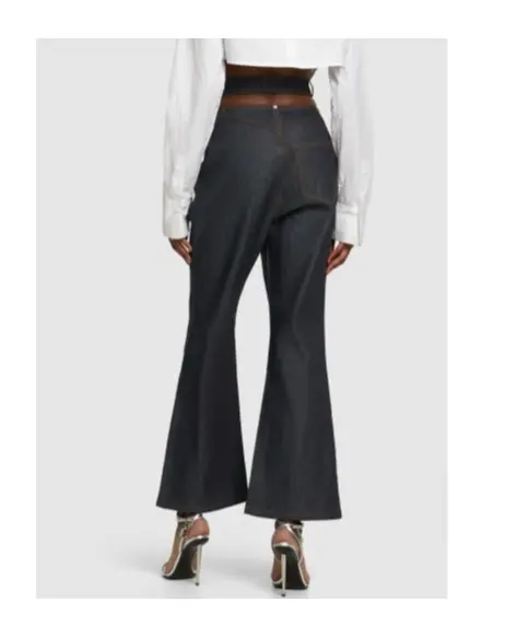 AREA Belt Ring Jeans With Crystal Embellishments