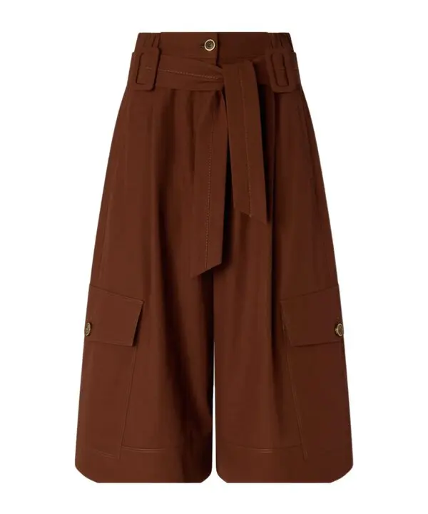 Pinko Tie Belt Cotton Twill Shorts