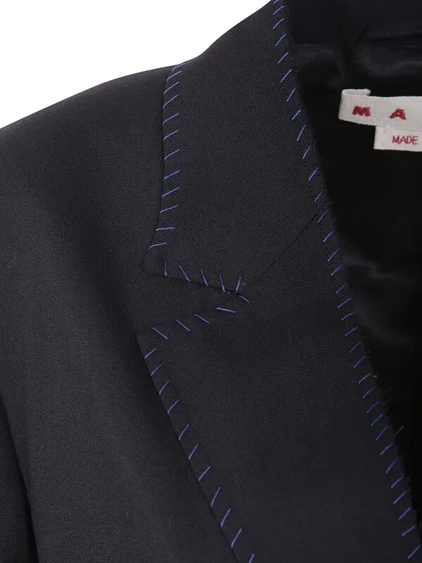 Marni Single Breasted Long Jacket With Notched Lapels - Black