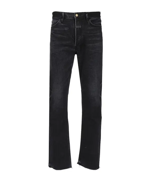Fear Of God Straight-leg Frayed-edge Jeans - Black