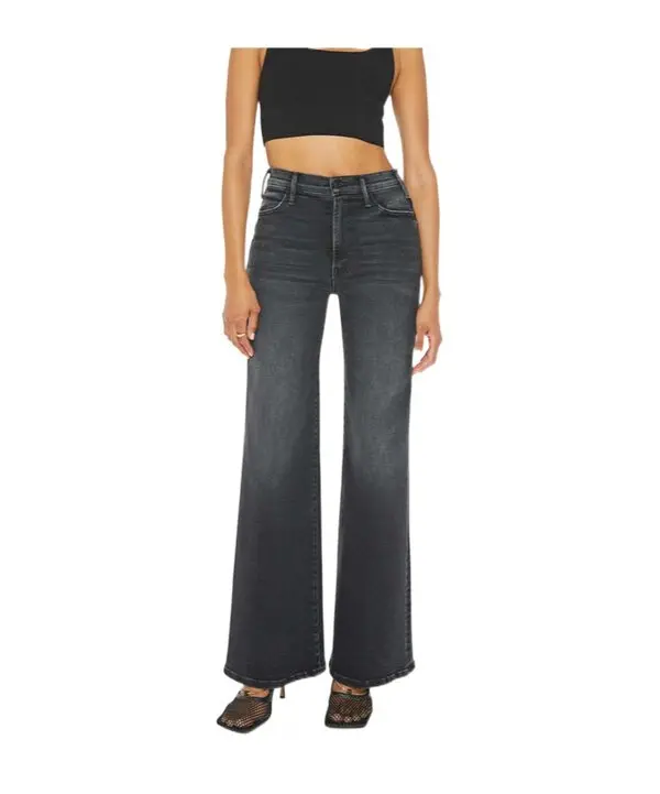 MOTHER The Hustler Roller Sneak Jeans In Wash - Black